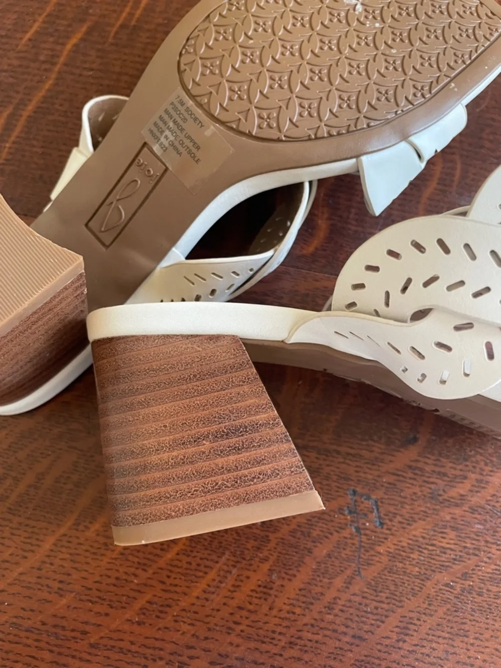 Joie | Shoes | 3 For 2joie Cream Braided Perforated Leather Block Heel ...